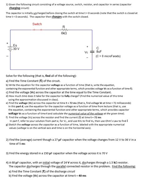 SOLVED Given The Following Circuit Consisting Of Voltage Scurce Switch Resistor And