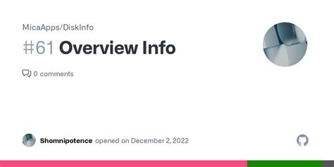 Overview Info Issue Micaapps Diskinfo Github