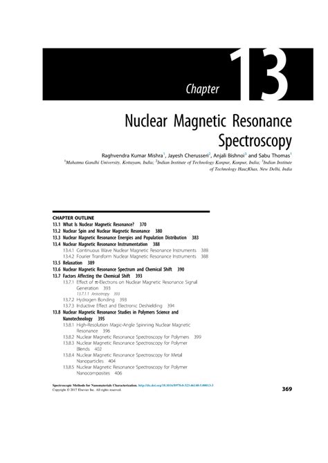 Pdf Nuclear Magnetic Resonance Spectroscopy