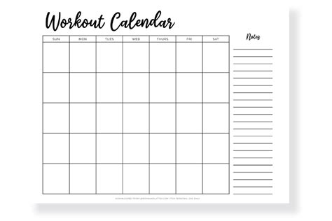 Blank Workout Schedule Excel
