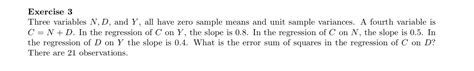 Solved Exercise Three Variables N D And Y All Have Zero Chegg