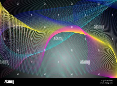 Abstract Pattern Of Multicolored Wavy Dynamic Intertwined Lines On A