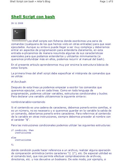 Shell Script Con Bash Pdf Interfaz De Línea De Comando