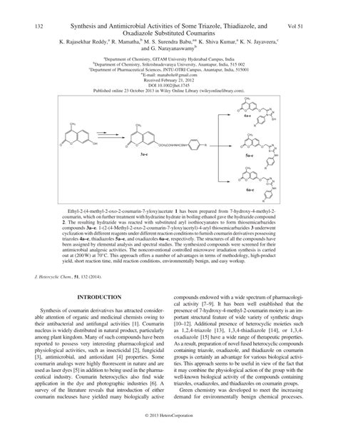 Pdf Cheminform Abstract Synthesis And Antimicrobial Activities Of Some Triazole Thiadiazole
