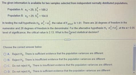 [solved] The Given Information Is Available For Two Sample