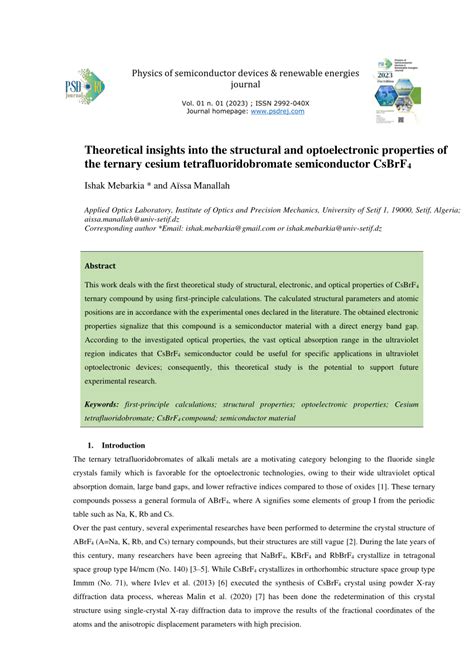 Pdf Theoretical Insights Into The Structural And Optoelectronic