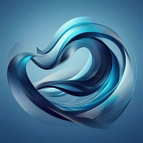 Abstract Blue Background With Smooth Wavy Lines 3d Illustration Stock Illustration