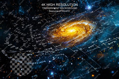 premium psd mathematical and physical formulas galaxy textured on