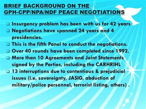 Ppt Brief Background On The Gph Cpp Npa Ndf Peace Negotiations Powerpoint Presentation Id