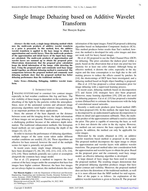 Pdf Single Image Dehazing Based On Additive Wavelet Transform