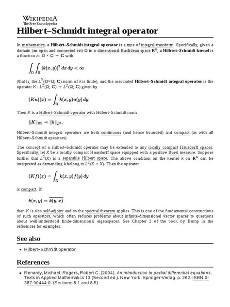 Hilbert Schmidt Integral Operator Pdf