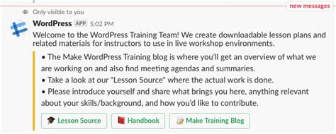 Automated Greeting In The Training Slack Channel Make WordPress Training