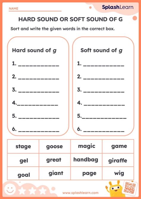 Identify The Hard Sound And Soft Sound Of G Ela Worksheets Splashlearn