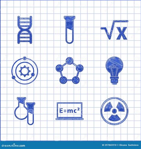 Set Molecule Equation Solution Radioactive Light Bulb With Concept