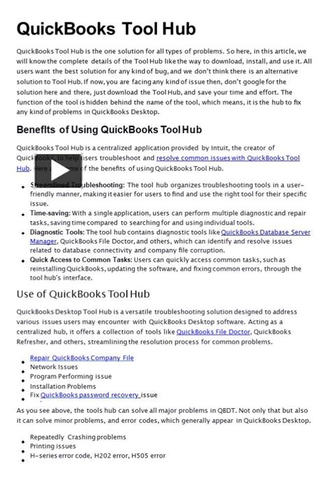 PPT QuickBooks Tool Hub Error Resolution PowerPoint Presentation Free To Download Id