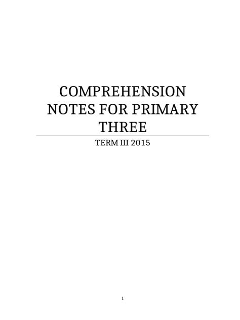 Comprehension Notes For P3 Term 3 Pdf Mosquito Fuels