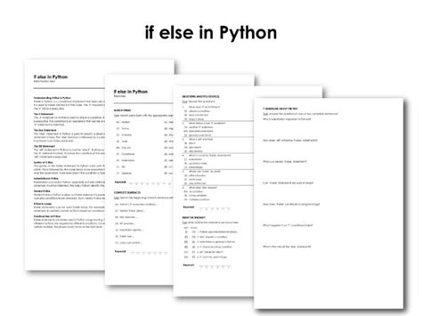 If Else In Python Teaching Resources