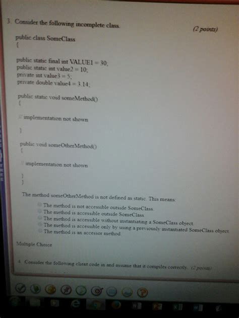 Solved 1 Consider The Following Incomplete Class 2points