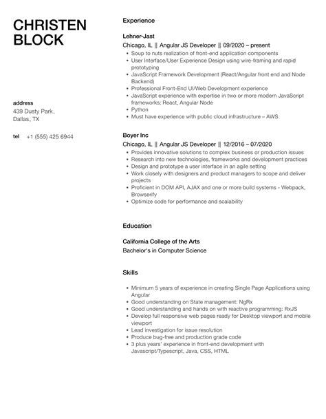 Angular Js Developer Resume Samples Velvet Jobs