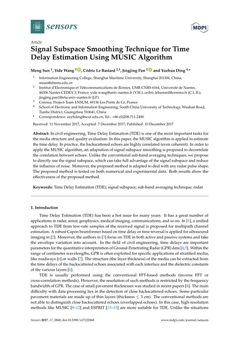 Pdf Signal Subspace Smoothing Technique For Time Delay Estimation
