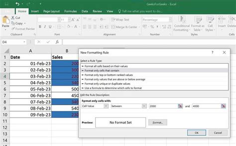 Conditional Formatting In Excel GeeksforGeeks