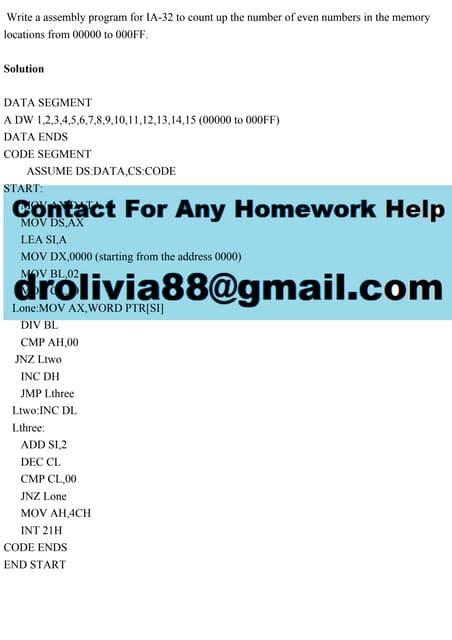 Write A Assembly Program For Ia 32 To Count Up The Number Of Even Numpdf