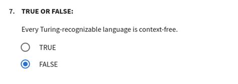 Solved True Or Falseevery Turing Recognizable Language Is
