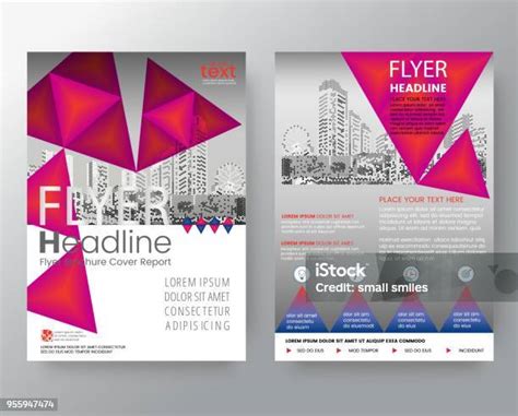 추상 분홍색 삼각형 브로셔 연례 보고서 표지 전단지 포스터 디자인 A4 크기에서 레이아웃 벡터 템플릿 0명에 대한 스톡 벡터 아트 및 기타 이미지 Istock