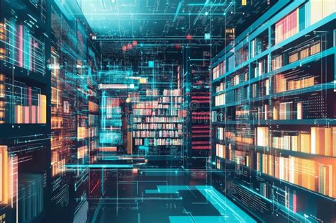 Vector Style Visuals Depicting Digital Library Software Applications And Data Trends Mental