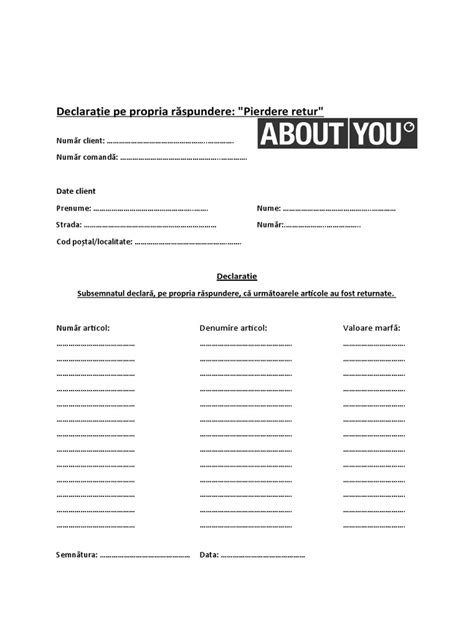 Declaration Missing Parcel Return Pdf