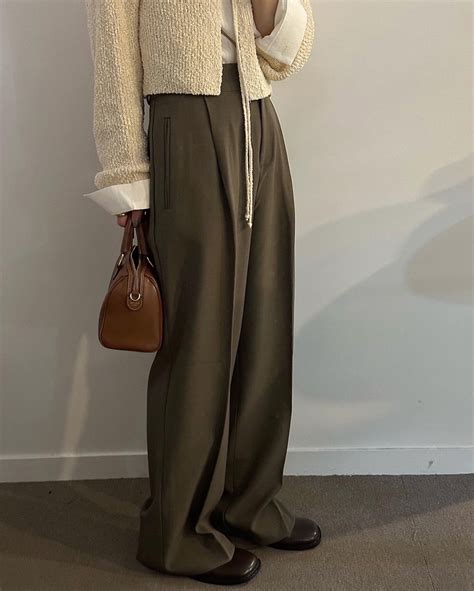 유인어스 코렛 여성 하이웨스트 핀턱 롱 와이드 슬랙스 통바지 팬츠