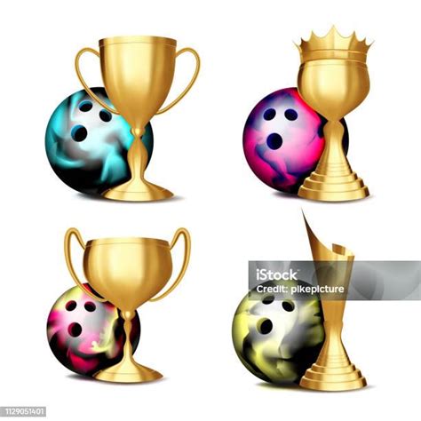 볼링 게임 수상 벡터를 설정 합니다 볼링 공 골든 컵입니다 현대 볼링 대회입니다 스포츠 프로 모션에 대 한 디자인입니다 증명서 졸업장입니다 스포츠 이벤트 발표 배너 광고