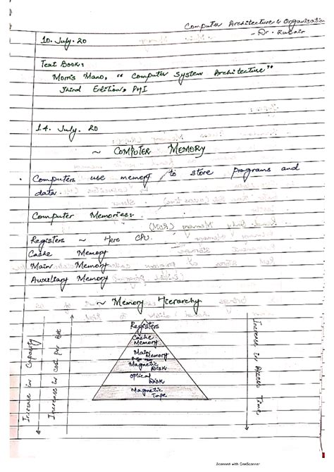 Computer Organization And Architecture Handwritten Notes Part 1 Studocu