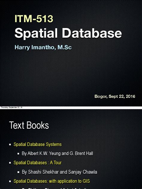 01 Spatial Database 22 9 2016 Pdf Geographic Information System