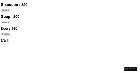 Cart Implementation In Reactjs Codesandbox