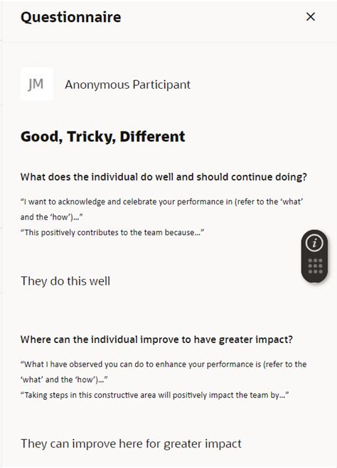Manage Participant Feedback Is Anonymous To Employee But They Can See Initials Of Participants