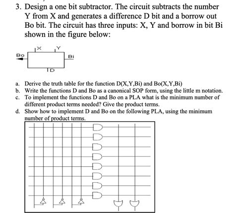 Solved 3 Design A One Bit Subtractor The Circuit Subtracts