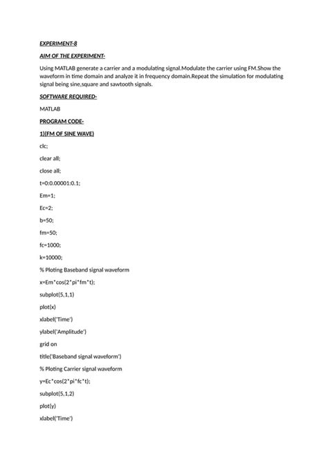 Fm Frequency Modulation Codes Matlabdocx