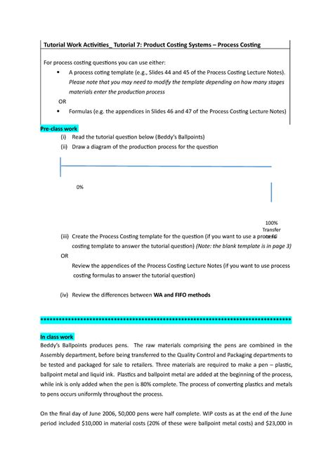Cms Tutorial Tutorial Work Activities Tutorial Work Activities Tutorial 7 Product Costing