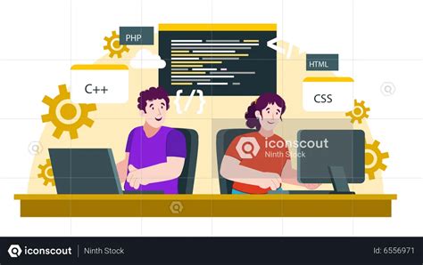 Best Web Developers Working On Project Illustration Download In Png And Vector Format
