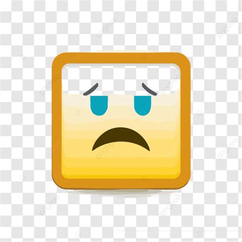 슬픈 얼굴을 가진 정사각형 이모티콘 벡터 일러스트 레이 션 무료 흰색 배경에 무서운 이모티콘의 단순한 다채로운 아이콘 그림자 없음 Png 일러스트 및 벡터 에 대한
