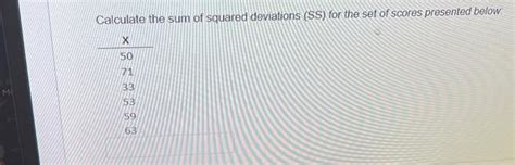 Solved Calculate The Sum Of Squared Deviations Ss For The