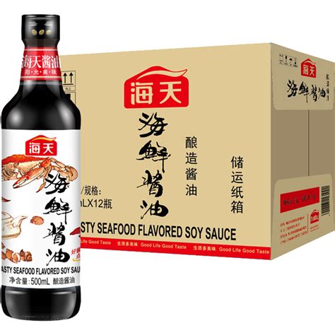海天海鲜酱油500ml12凉拌炒菜生抽酿造酱油蒸鱼蘸水调味料酱汁虎窝淘