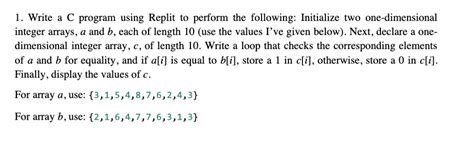 Solved 1 Write A C Program Using Replit To Perform The