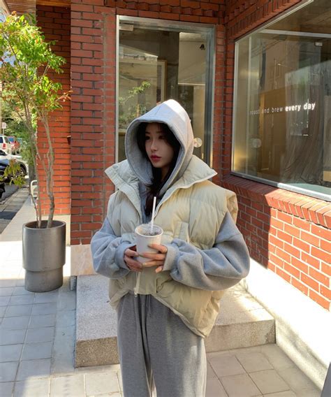 클로슈 무배 바스락 박스 오버핏 언발 패딩 조끼