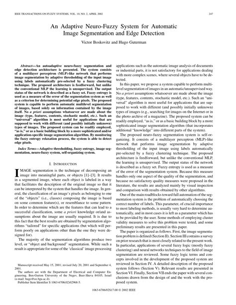 Pdf An Adaptive Neuro Fuzzy System For Automatic Image Segmentation