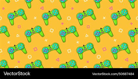 Gamer Seamless Pattern Gamepad Controller Vector Image