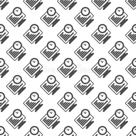 Monitor Screen With Chart And Clock Solid Seamless Pattern Remote Work Theme Vector Graphics