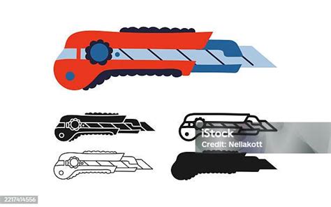 편지지 나이프 아이콘 세트 상자 커터 도구 나이프 양식에 일치 된 디자인 사인 벡터 면도기 플랫 벡터 디자인 가정용 장비에 대한 스톡 벡터 아트 및 기타 이미지 Istock