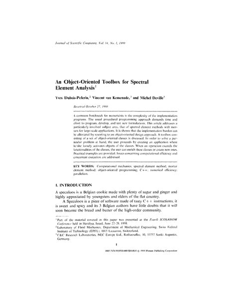 PDF An Object Oriented Toolbox For Spectral Element Analysis